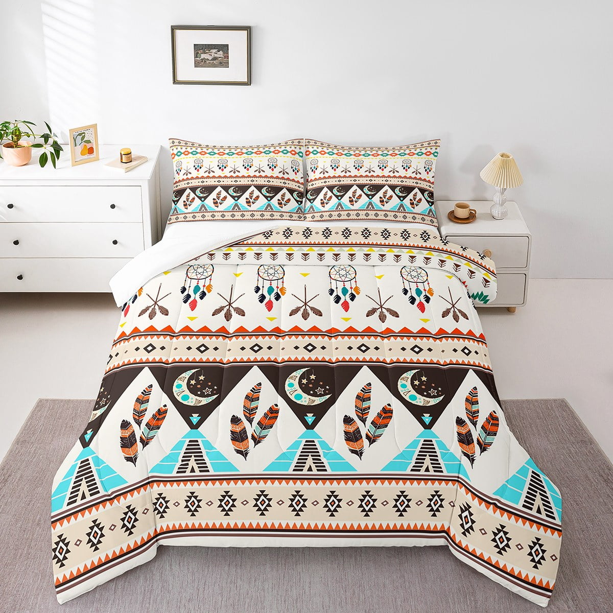Erosebridal Feather Dreamcatcher Comforter Sets,Bohemian Aztec ...