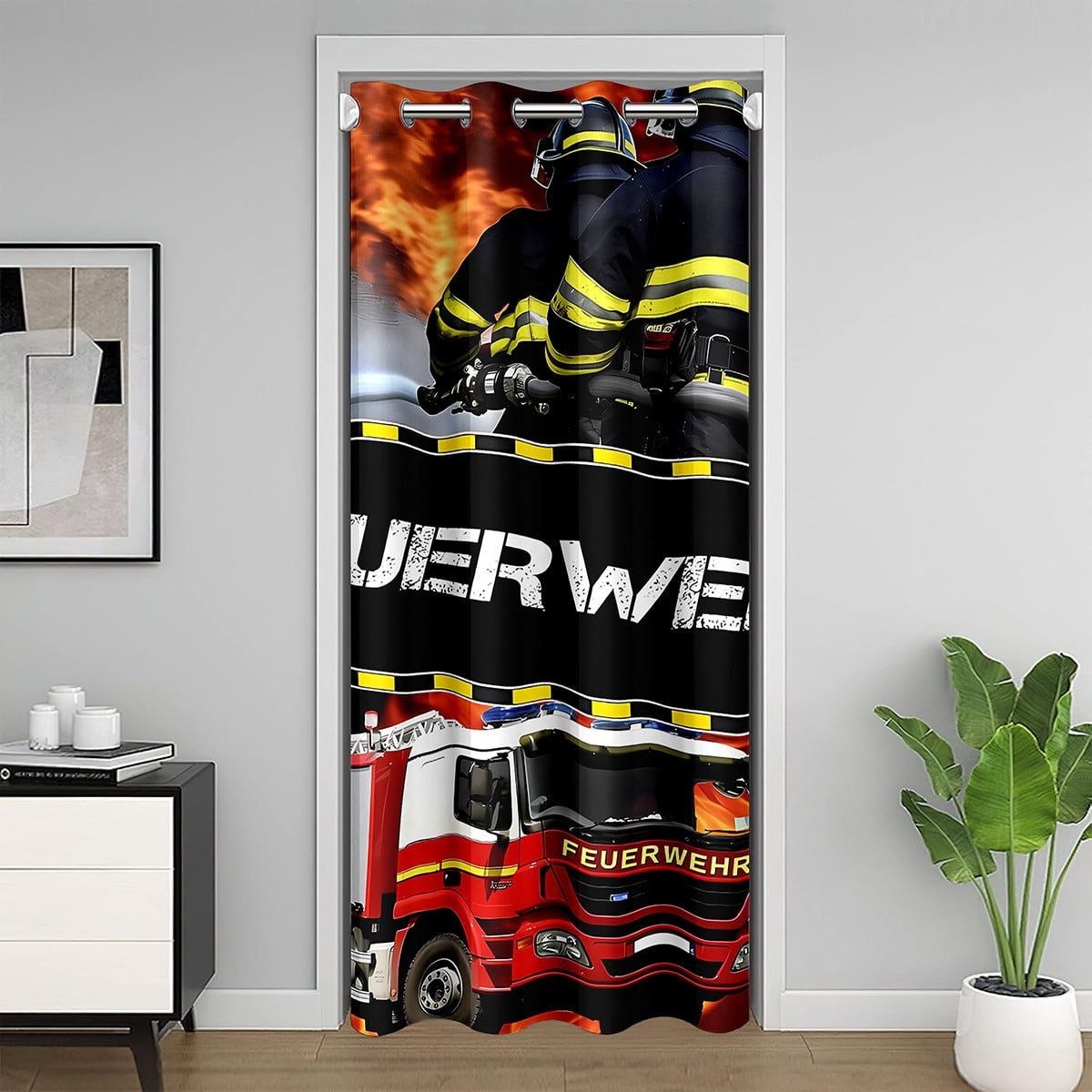 Erosebridal Firefighter Car Door Curtain For Doorways 84"x42",Fire ...