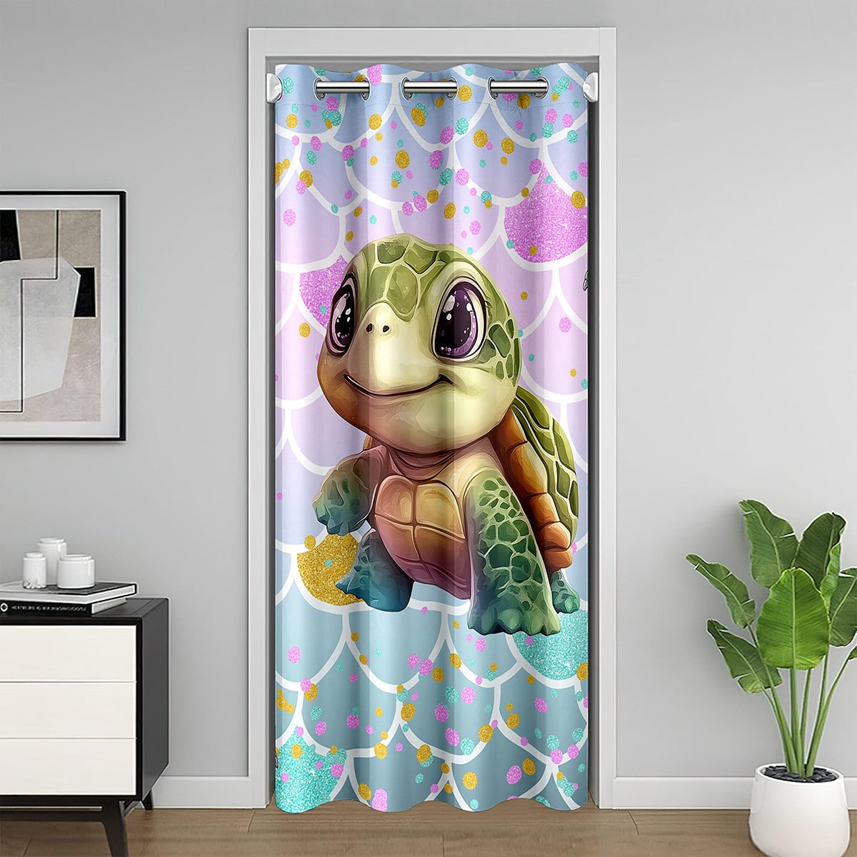 Erosebridal Fish Scales Door Curtain Panel 42x80,Sea Turtle Room ...