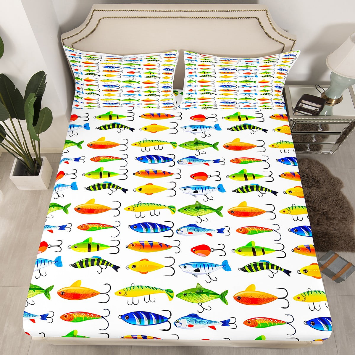 Erosebridal Fishing Bed Sheets Fishing Hunting Hook Bedding Set ...