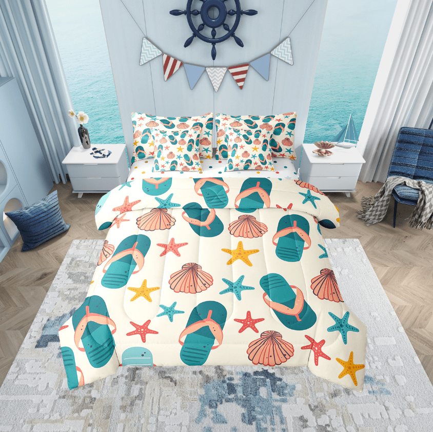 Erosebridal Flip Flops Bedding Sets Queen Size, Beach Slippers ...