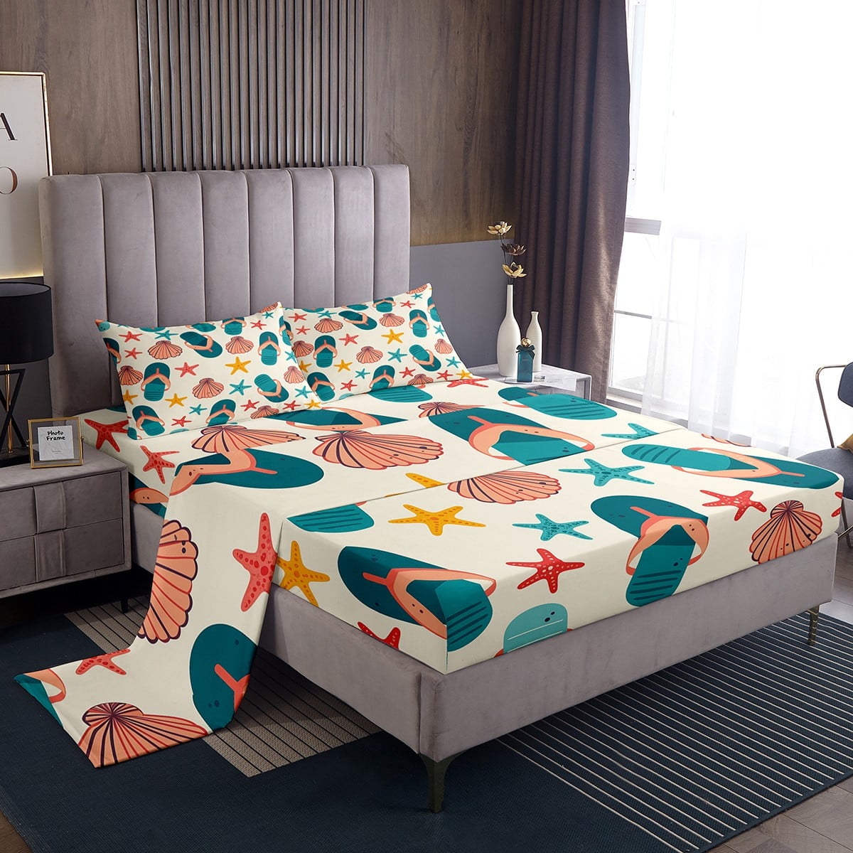 Erosebridal Flip Flops Twin Sheet Sets, Beach Slippers Bed Sheets Twin ...