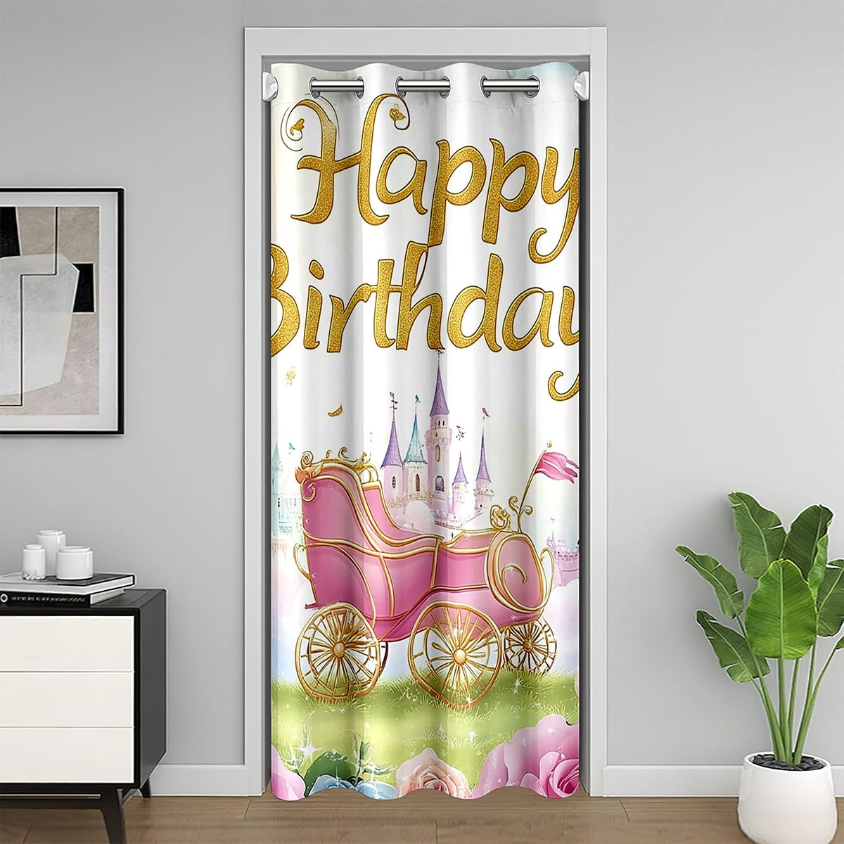 Erosebridal Floral Carriage Castle Door Curtain Panel 52x84,Happy ...