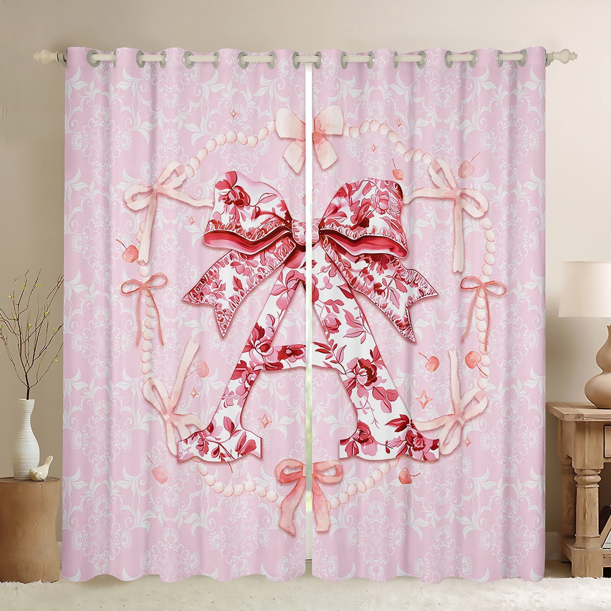 Erosebridal Floral Initial Curtains for Living Room,Dreamy Princess ...