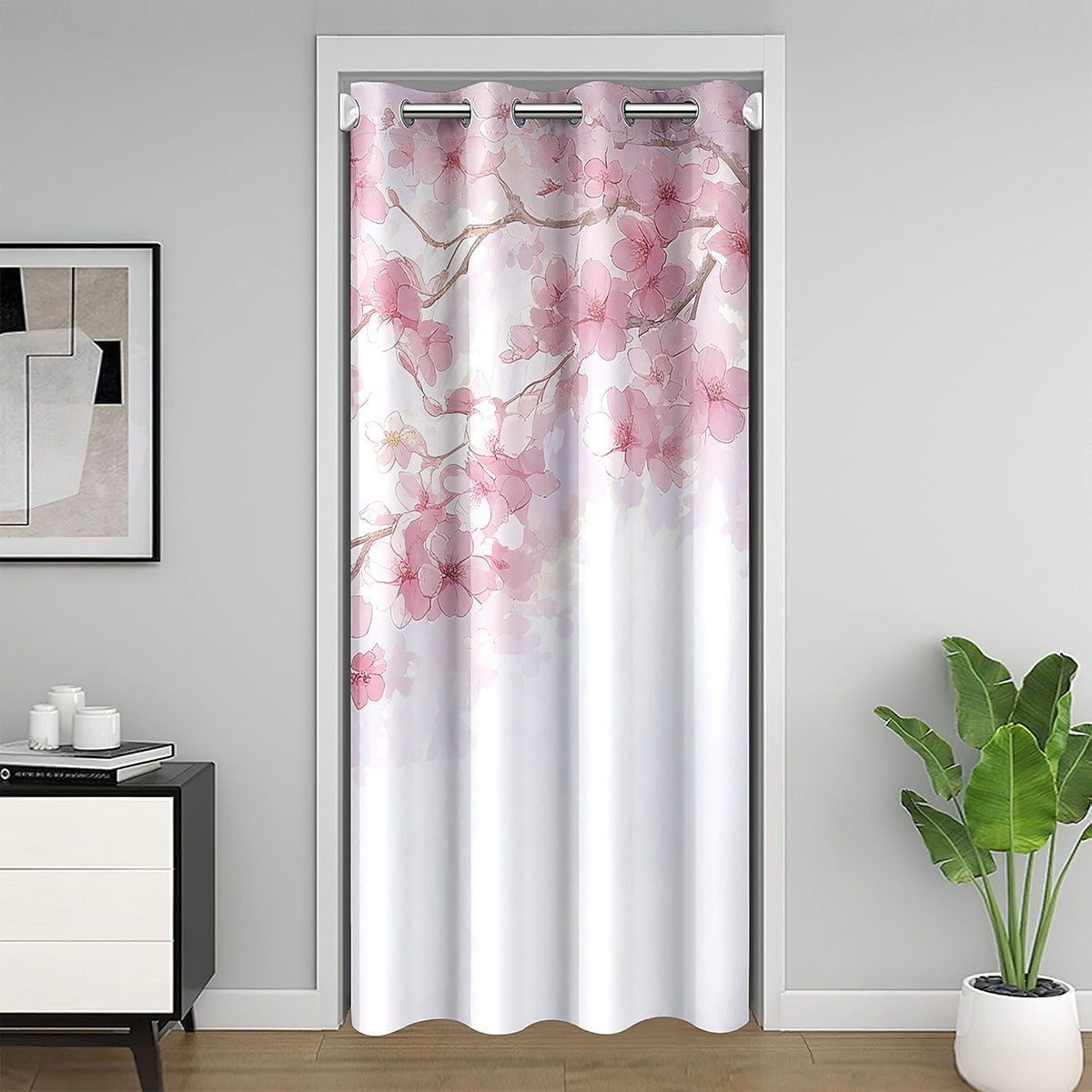 Erosebridal Floral Sakura Door Curtain For Door Window 80"x52",Japanese ...