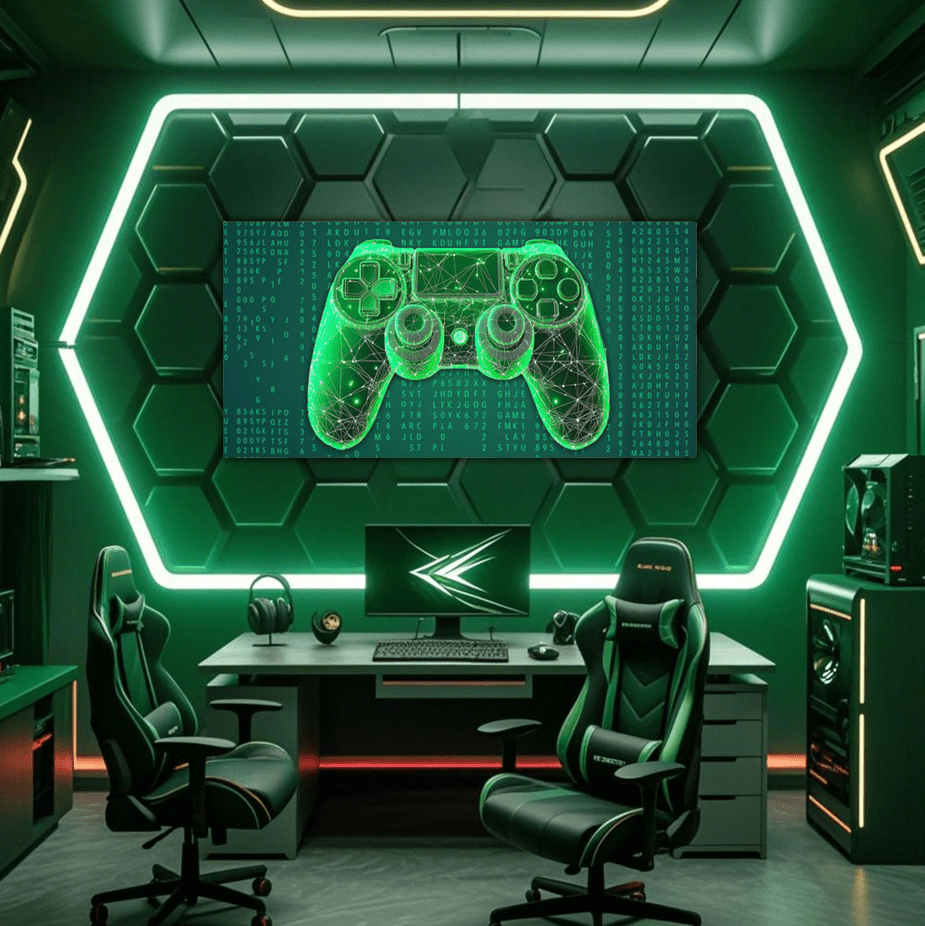 Erosebridal Fluorescent Green Gamepad Paintings Wall Decor Bedroom ...