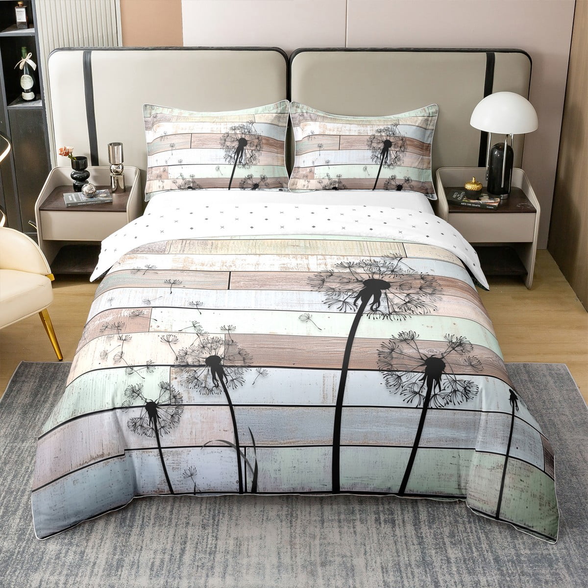 Erosebridal Flying Flower Dandelion 100% Cotton Duvet Cover King Size ...