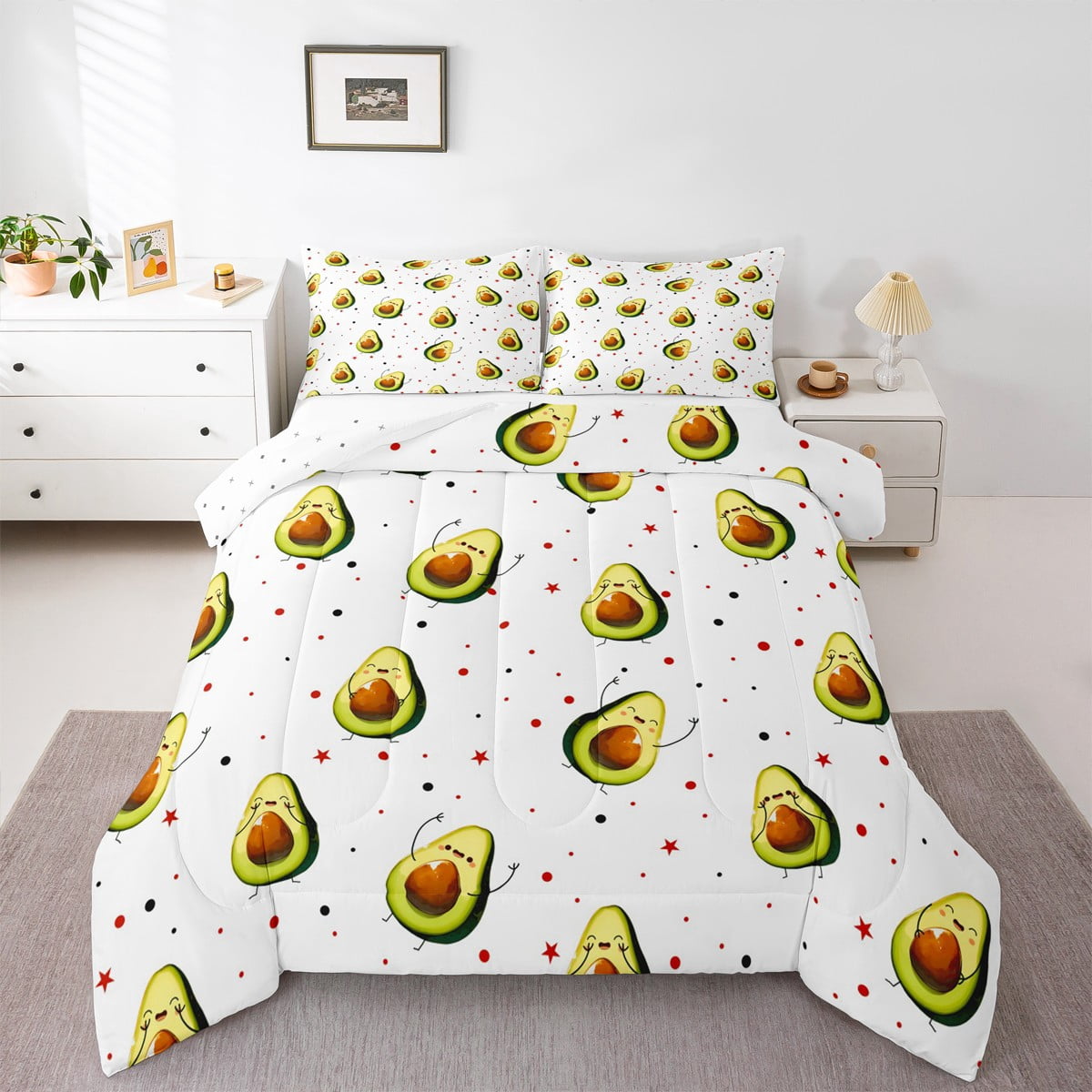 Erosebridal Food Avocado Bedding Twin Comforter Set,Polka Dots Down ...