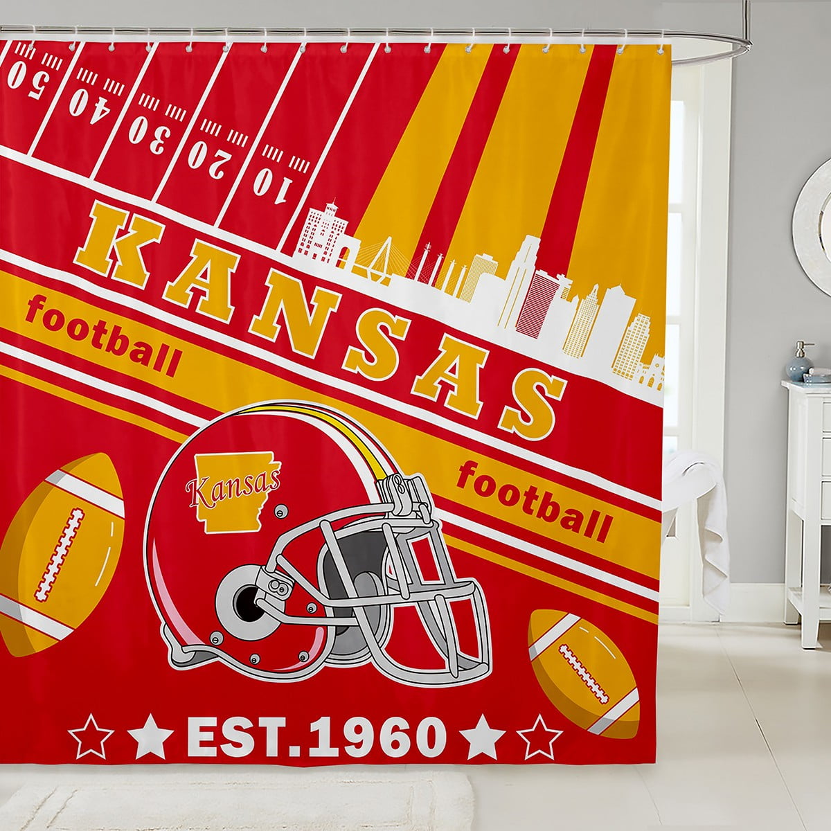 Erosebridal Football Bath Curtain 72"x72" Kansas Shower Curtain ...