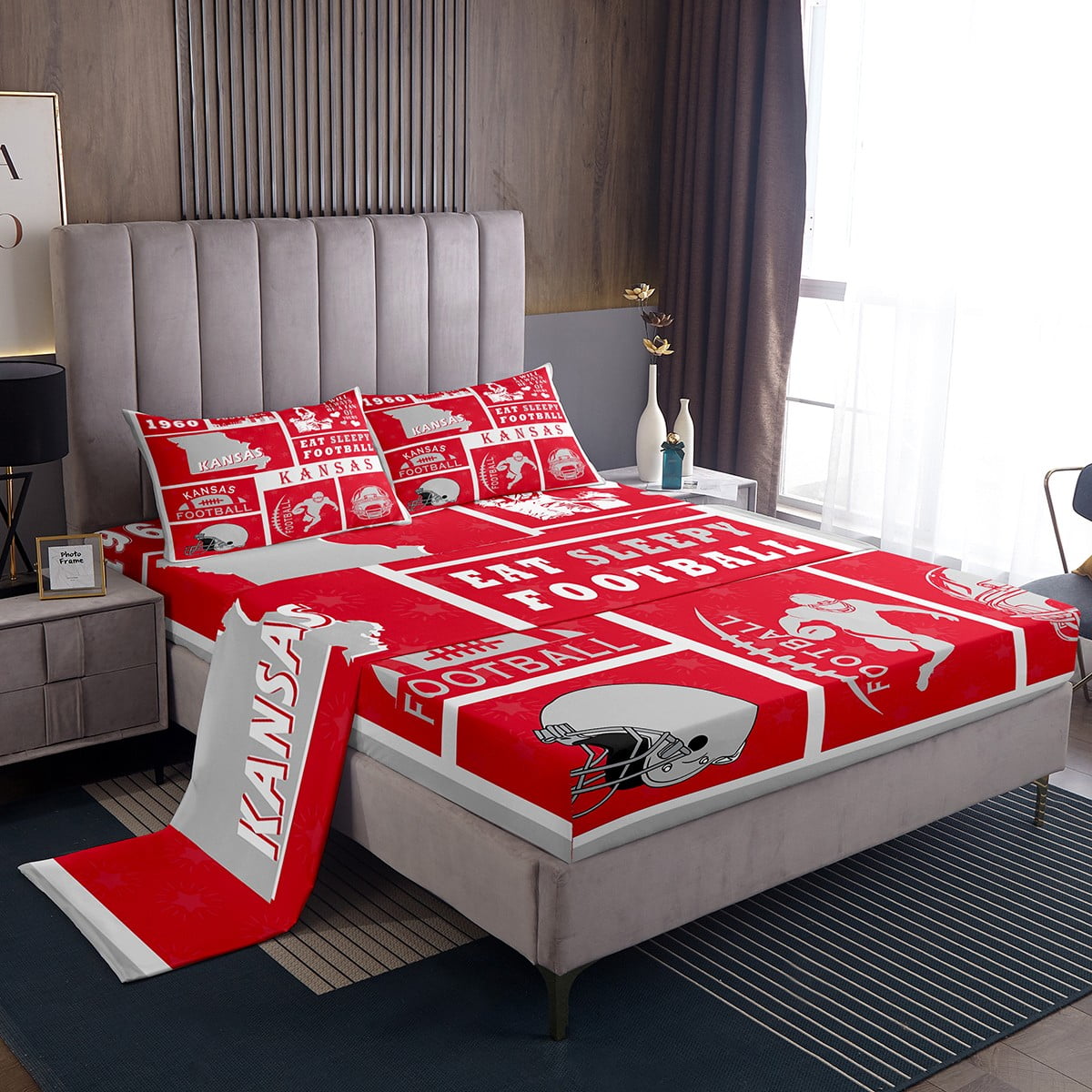 Erosebridal Football Bed Sheets Set,Twin Rugby Sheet Set,Sports Sheets ...