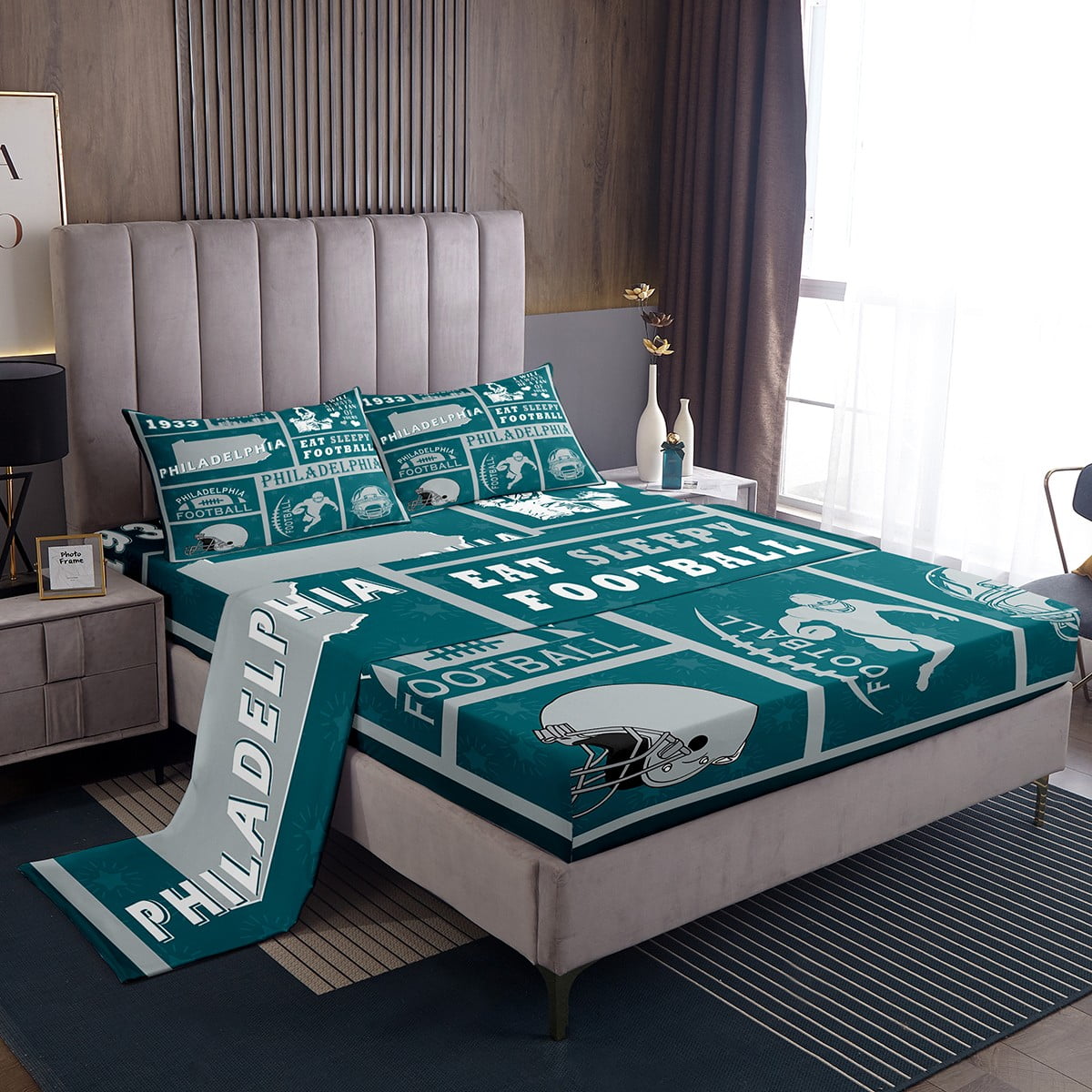 Erosebridal Football Bed Sheets Set Queen,Rugby Sheet Set for Football ...