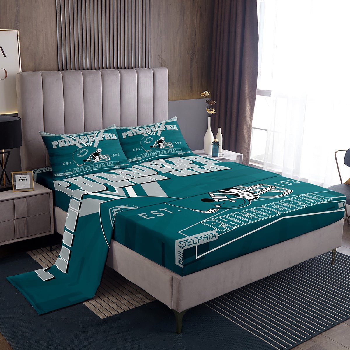 Erosebridal Football Bed Sheets Set Queen,Rugby Sheet Set for Football ...