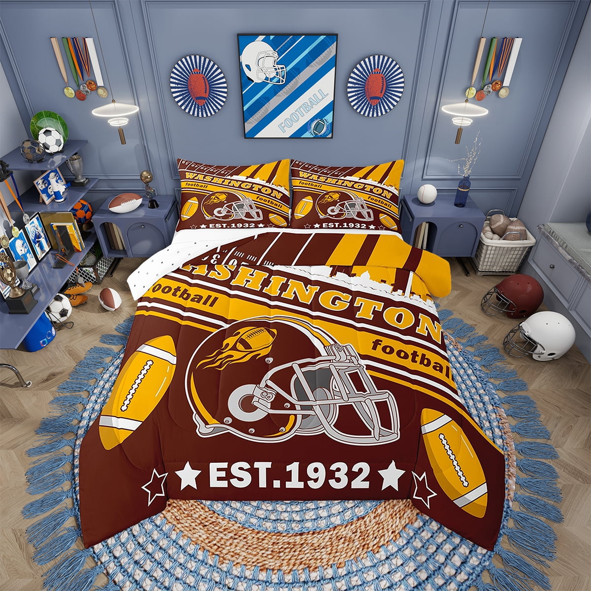 Erosebridal Football Bedding Set Queen Size Washington Comforter Set ...
