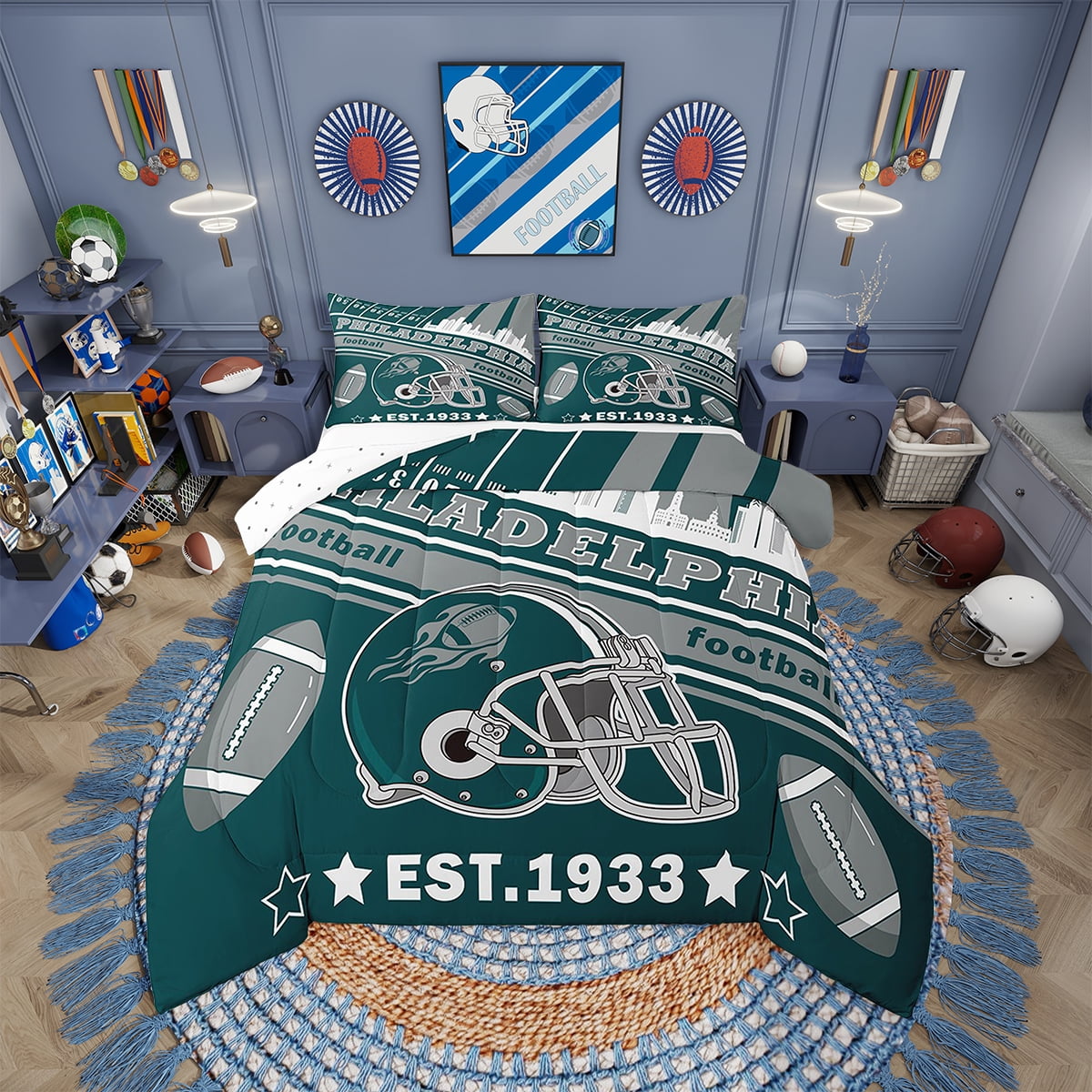 Erosebridal Football Bedding Set Twin Size Philadelphia Comforter Set ...