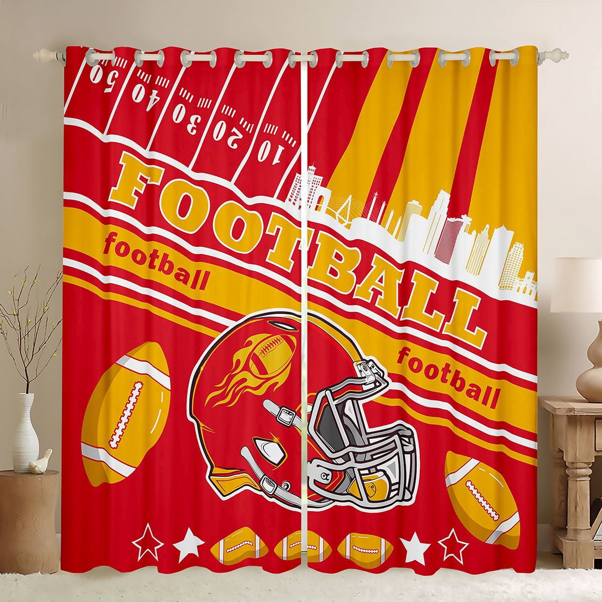Erosebridal Football 30%-50% Blackout Curtains 2 Panels,(52Wx63L ...