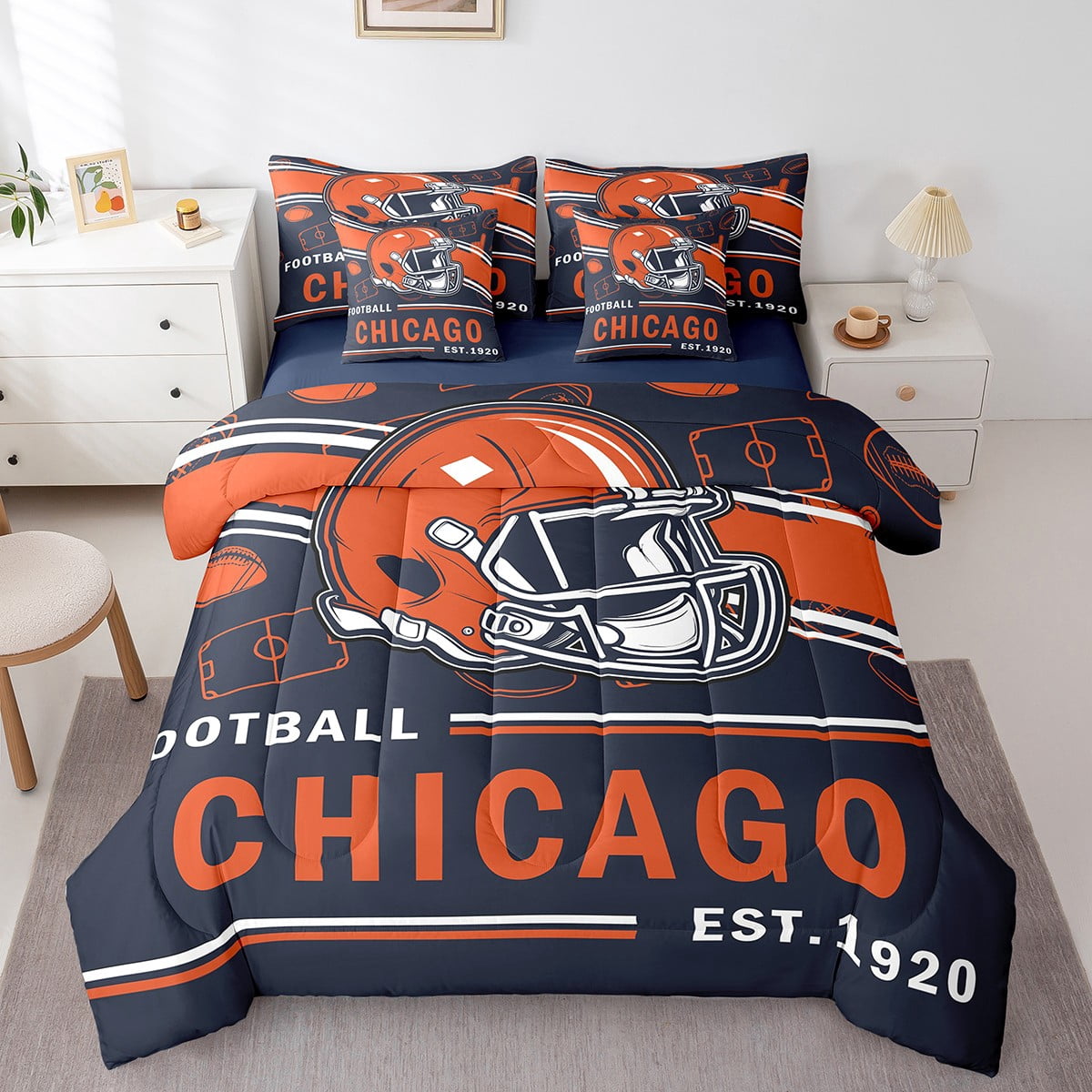 Erosebridal Football City Bed in a Bag Full Size,Chicago Bed Set ...