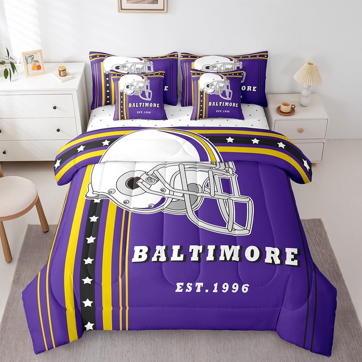 Erosebridal Football Comforter Set Full Size 7-Piece American Football ...