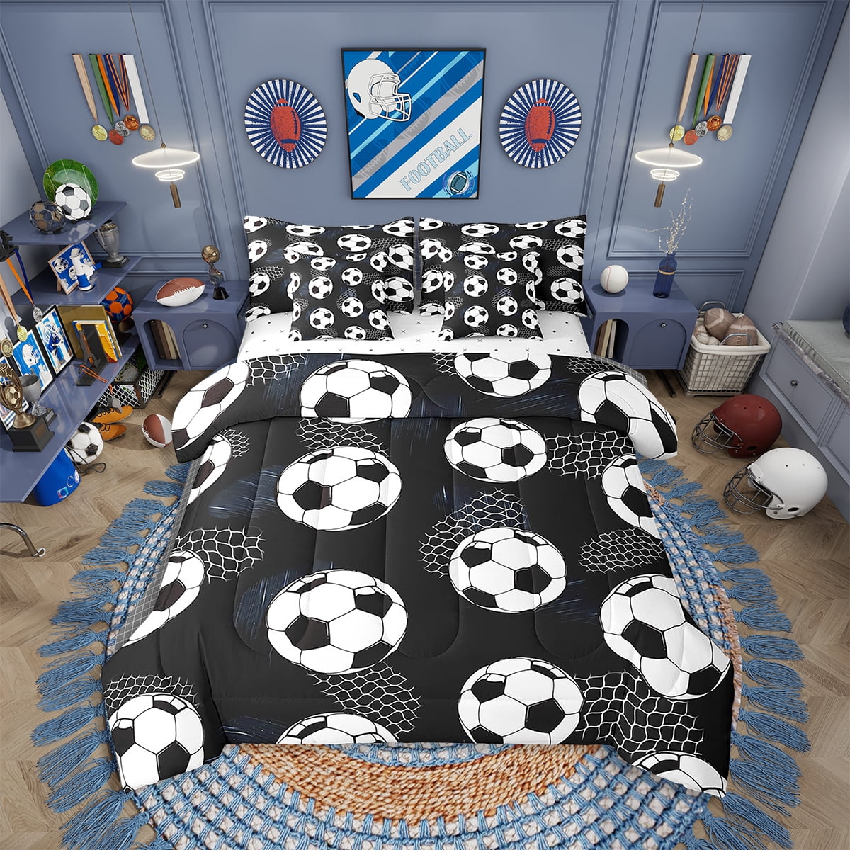 Erosebridal Football Comforter Set Twin Size 7 Pieces Soccer Soccer ...