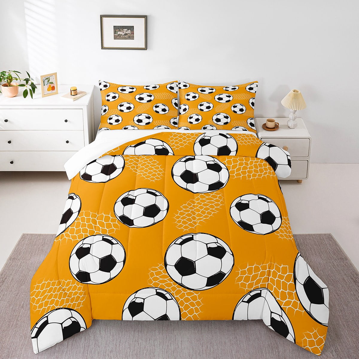 Erosebridal Football Comforter Set Twin Size Soccer Bedding Set Soccer ...