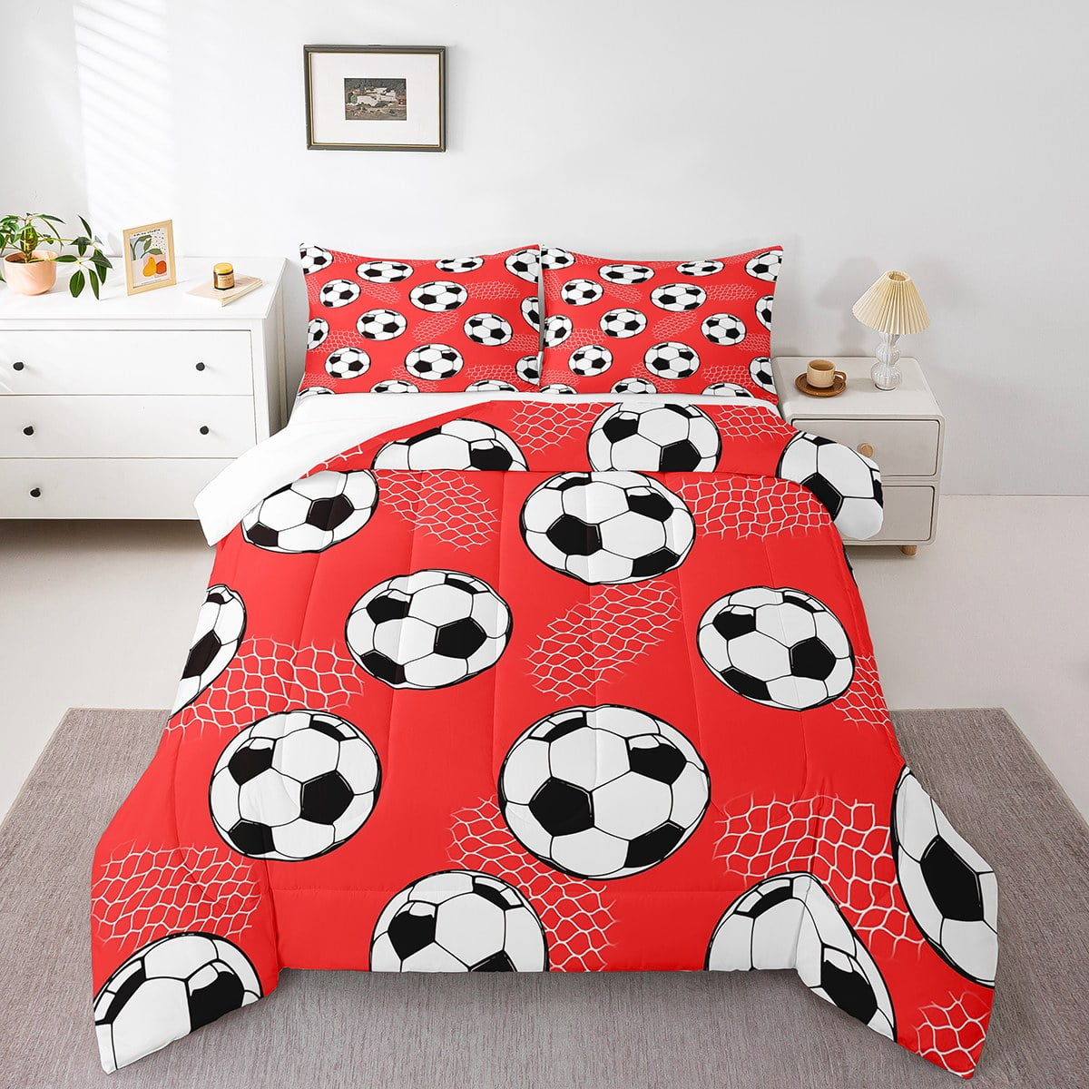 Erosebridal Football Comforter Set Twin Size Soccer Bedding Set Soccer ...