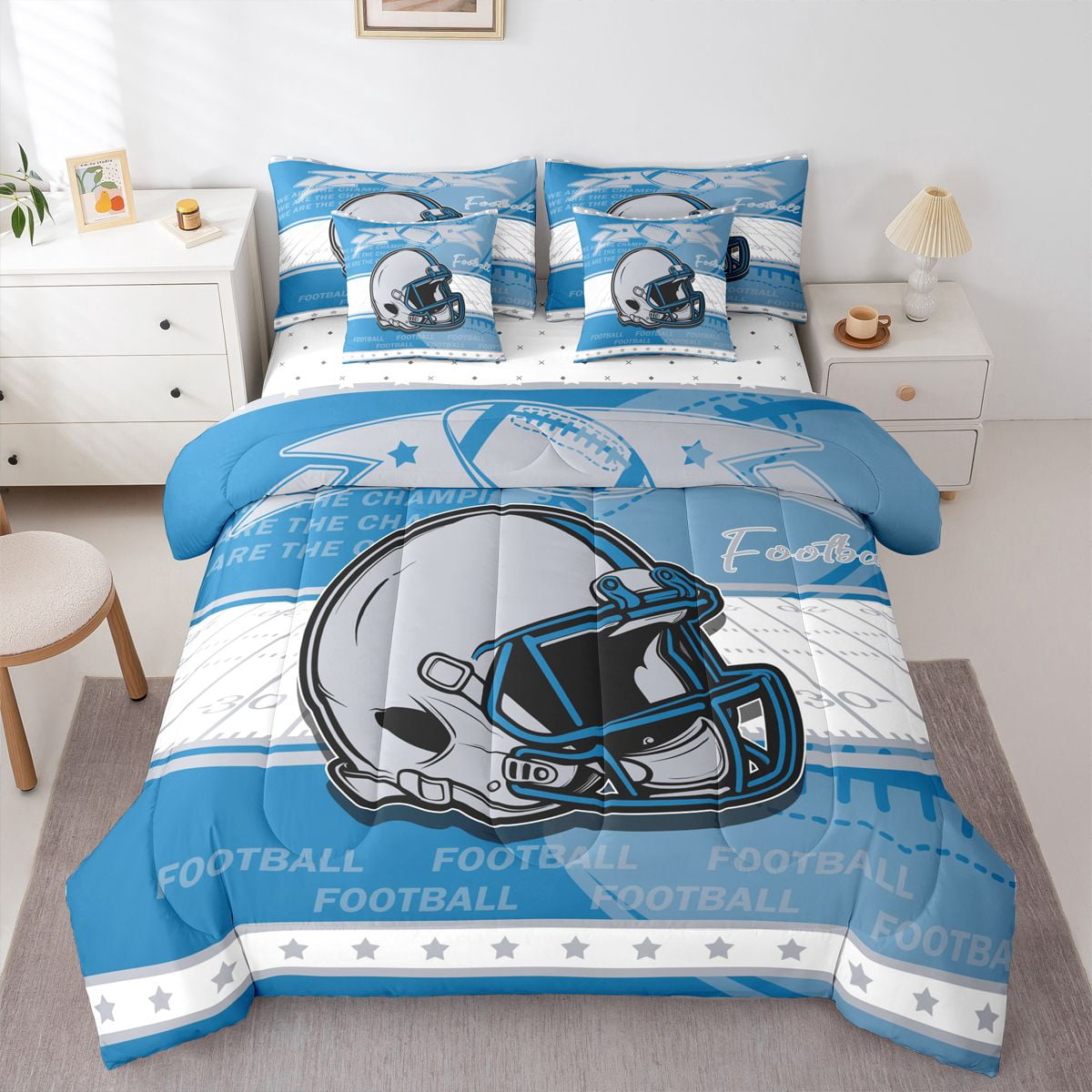 Erosebridal Football Helmet Print Bed in a Bag Twin size, Sports Theme ...