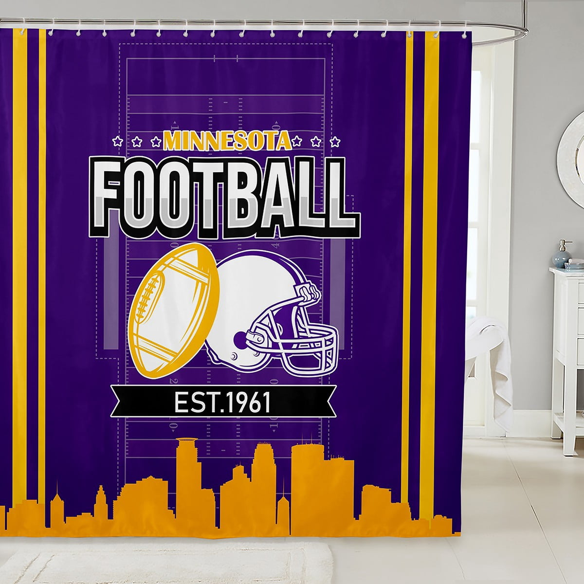Erosebridal Football Print Bathroom Curtain 72x78,Ball Gamer Bathroom ...