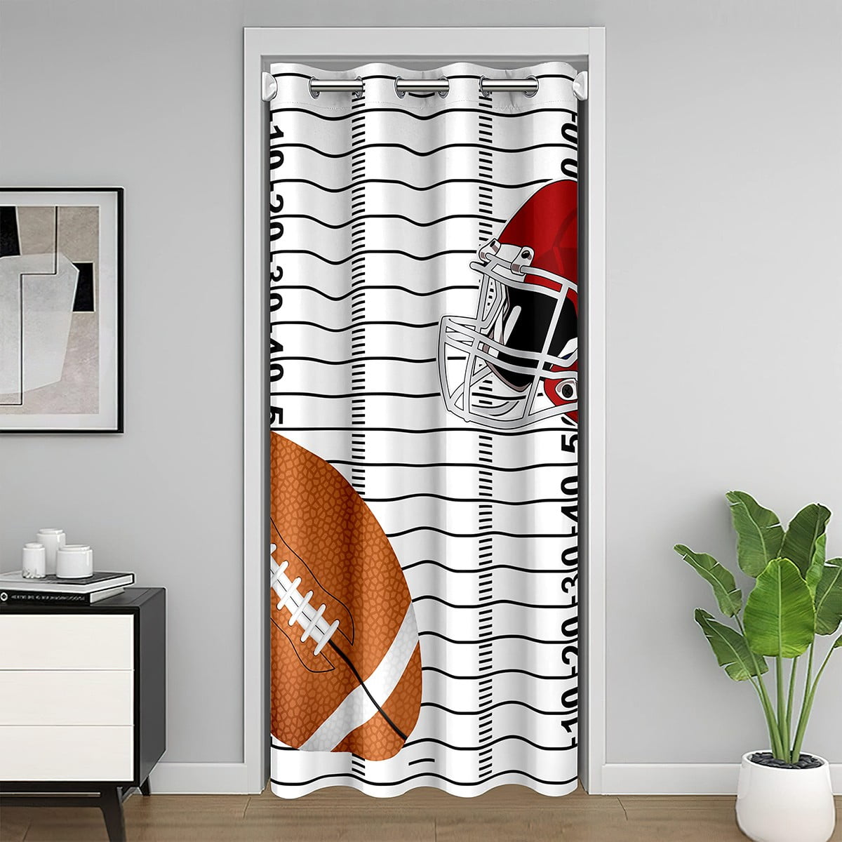 Erosebridal Football Print Door Curtain Panel 80"x42",Ball Gamer Room ...