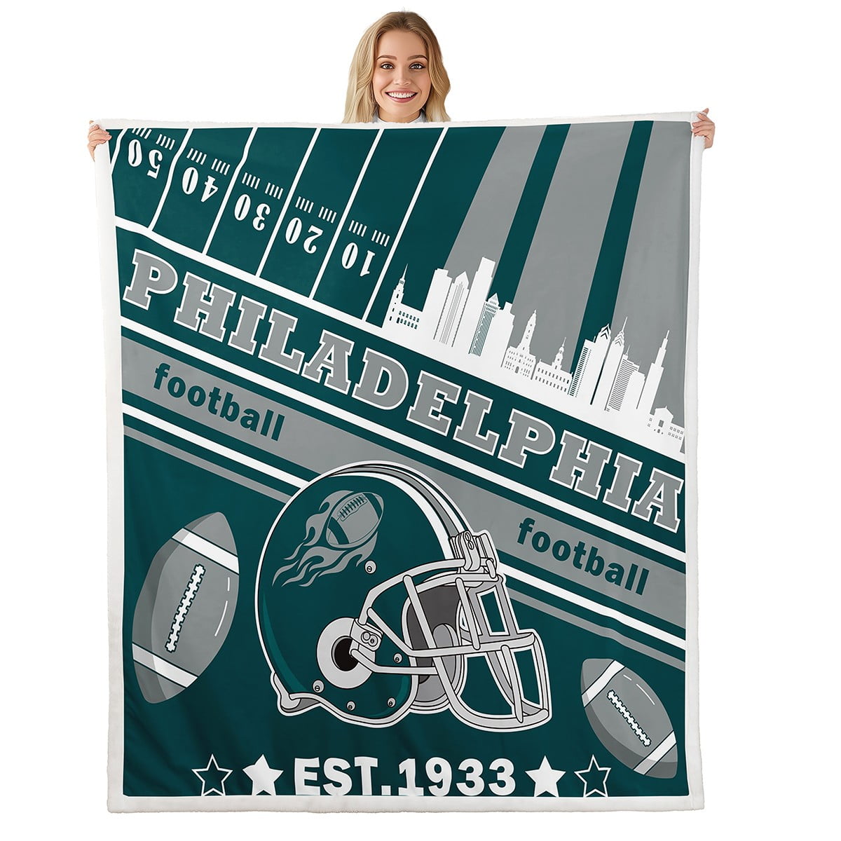 Erosebridal Football Sherpa Blanket 40"x50" Teens Philadelphia Fleece ...