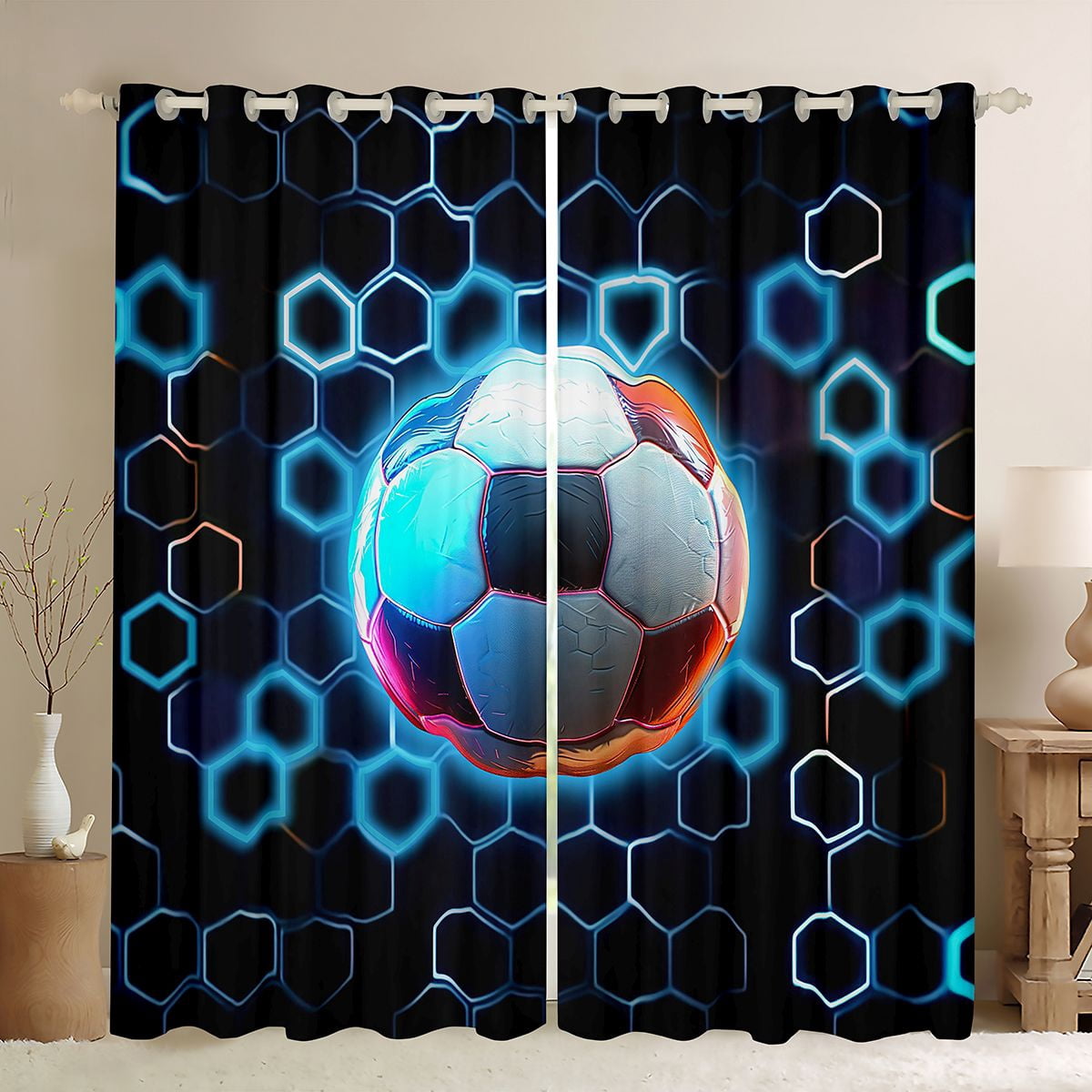 Erosebridal Football Soccer Curtains Pack of 2 (42x84 Each) for Kids ...