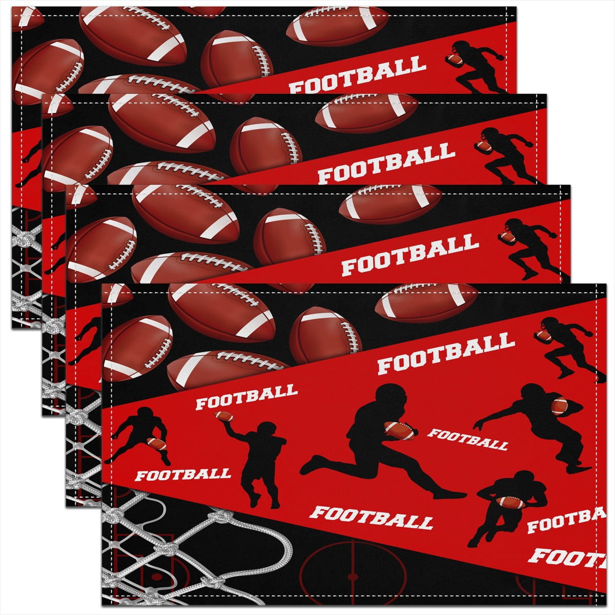 Erosebridal Football Sports Placemats Set of 4, Soccer Player Table ...