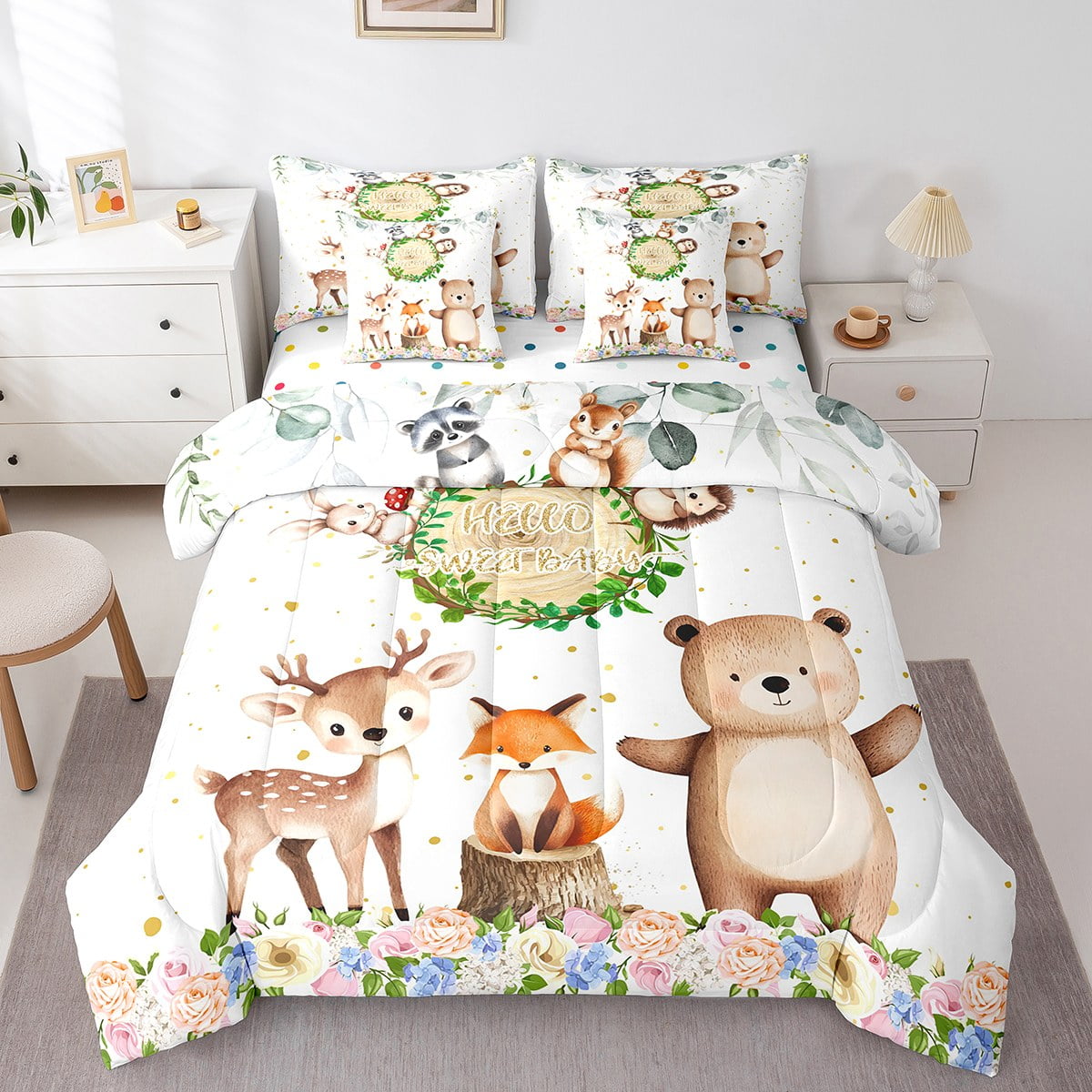 Erosebridal Fox Deer Bear Bed in a Bag Full size, Cute Animals Bed Set ...