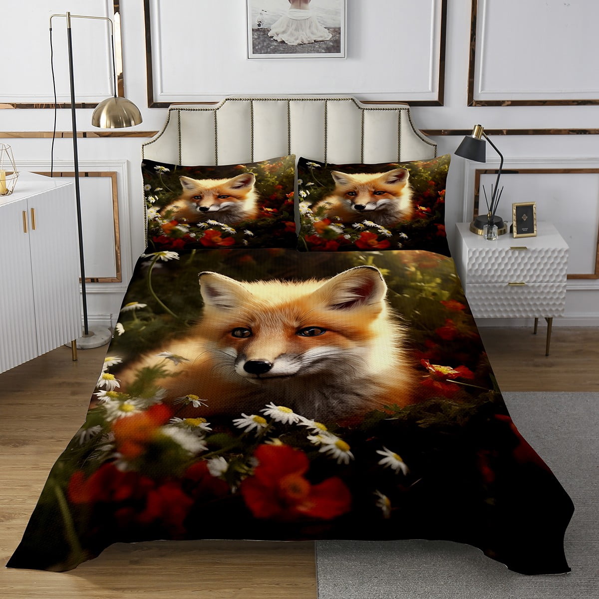 Erosebridal Fox King Size Bedspread Set,3D Fox Bedding Set,Jungle Wild ...