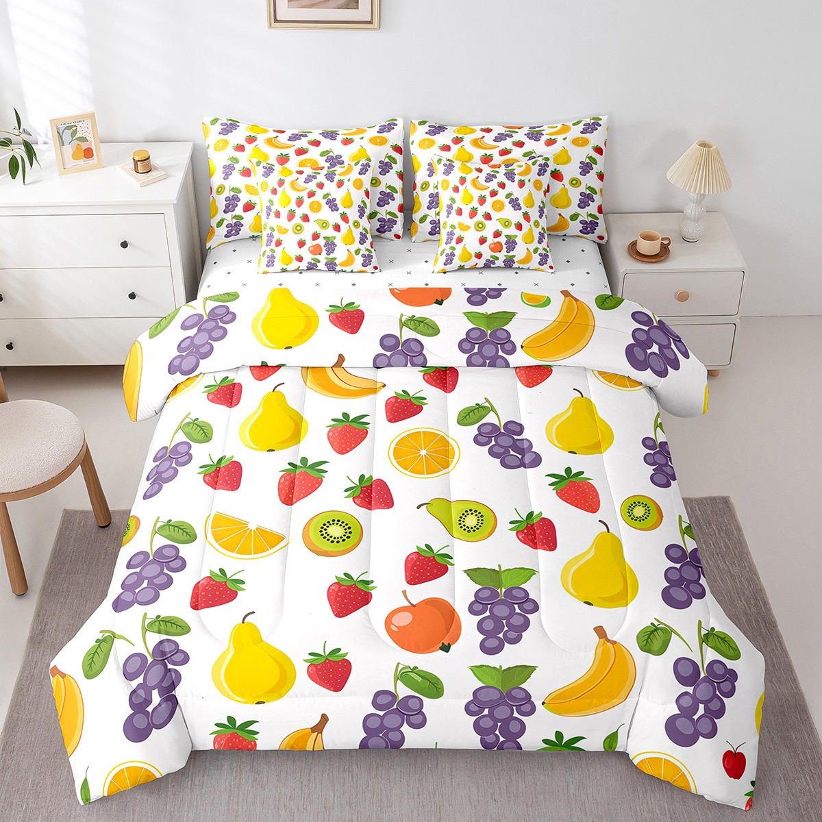 Erosebridal Fresh Fruit Bed in a Bag Twin size, Grapes Strawberry Bed ...