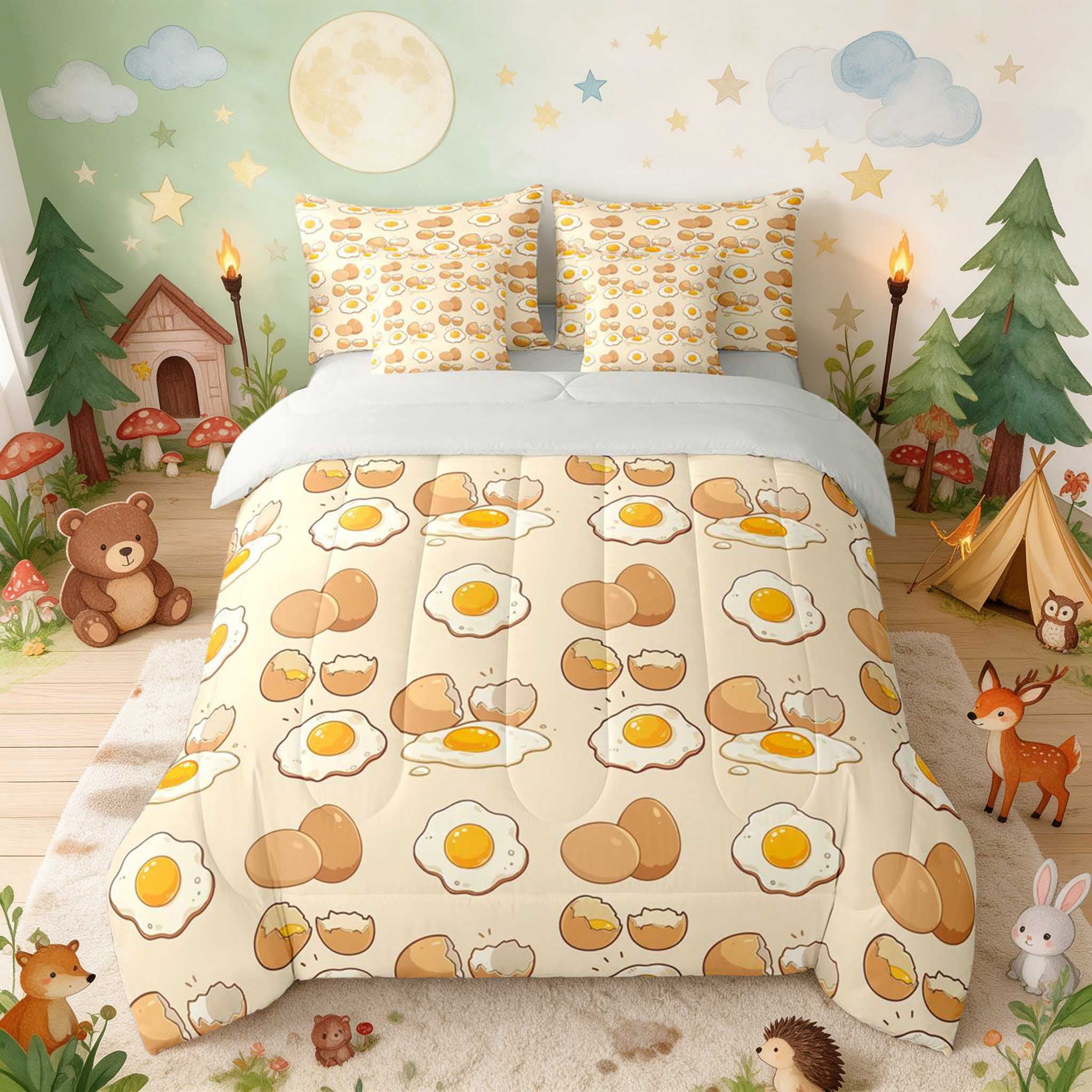 Erosebridal Fried Eggs King Bedding for Boys Girls, Cracked Shells King ...