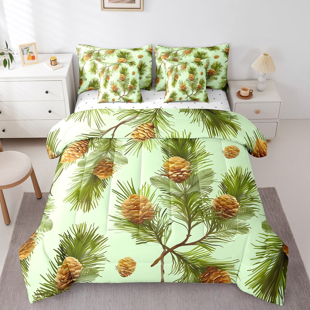 Erosebridal Fruit Pinecone Bedding Sets Twin Size,Nature Botanical ...