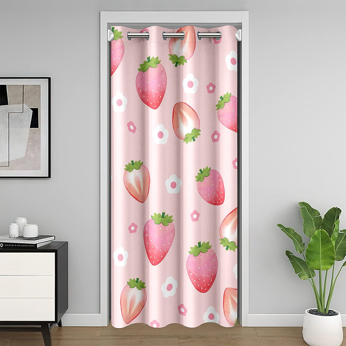 Erosebridal Fruit Strawberry Door Curtain Panel 42x80,Cartoon Flower ...