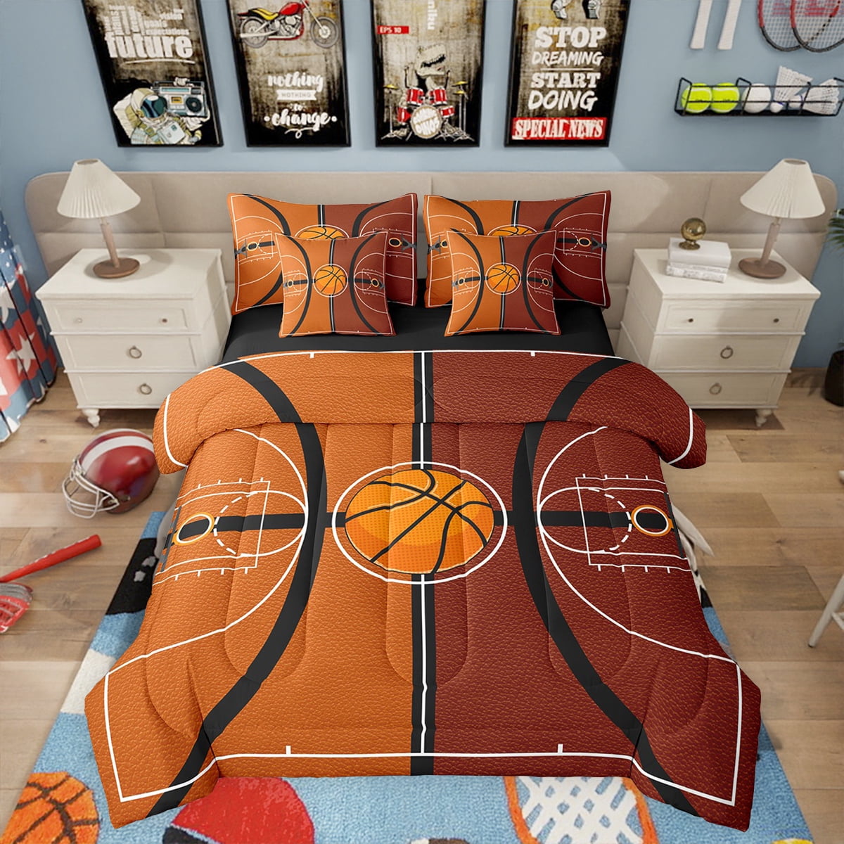 Erosebridal Full Size Basketball Bedding Set 7 Pieces Sports Theme ...
