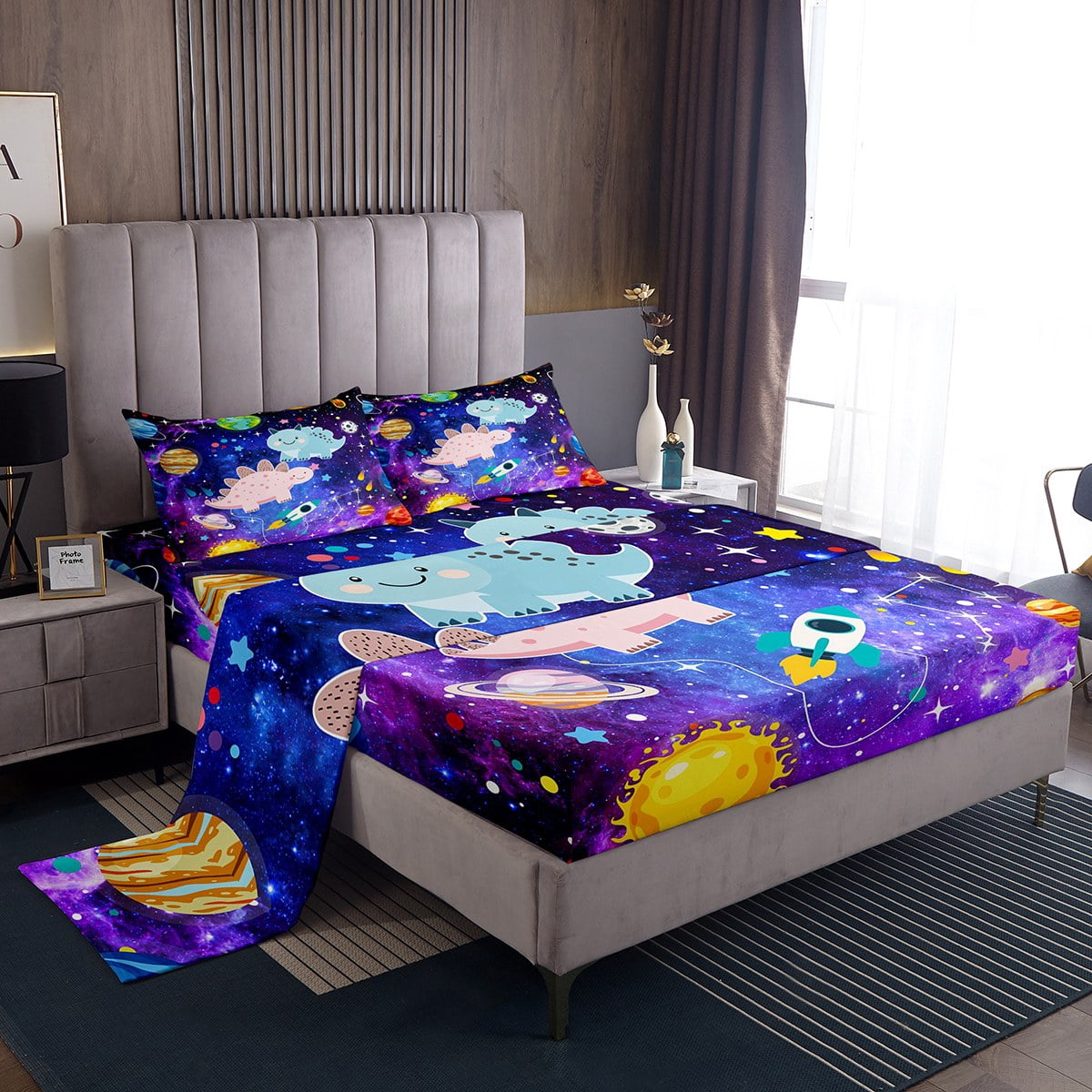 Erosebridal Funny Dinosaur Dino Bed Sheets Set Full Size, Planets ...