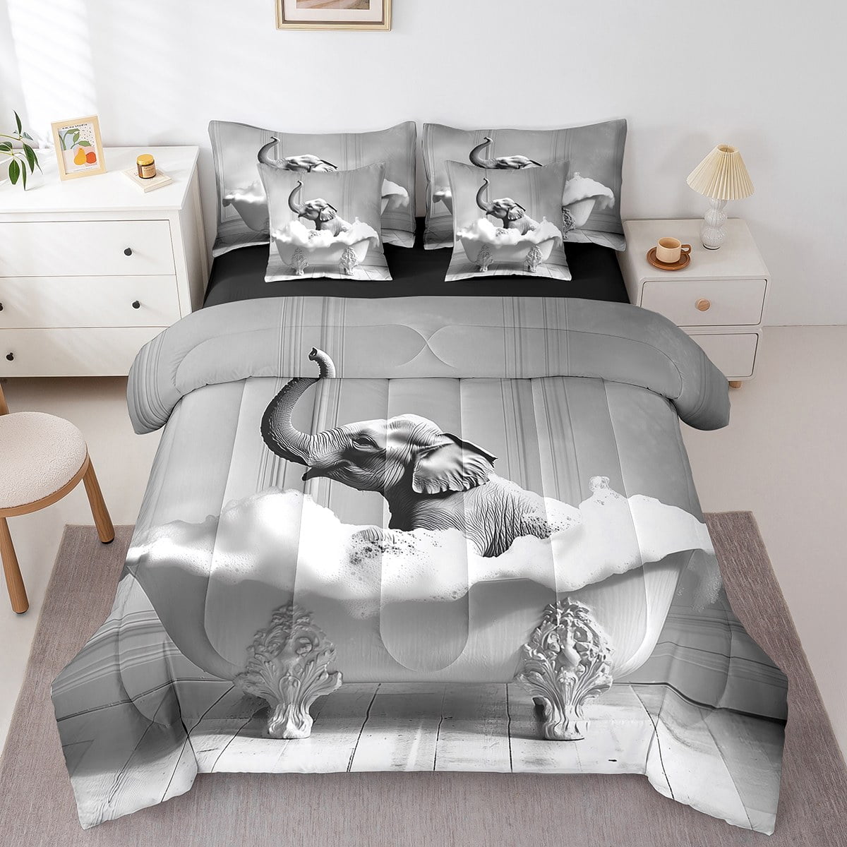 Erosebridal Funny Elephant Bed in a Bag Full size, Woodland Wildlife ...