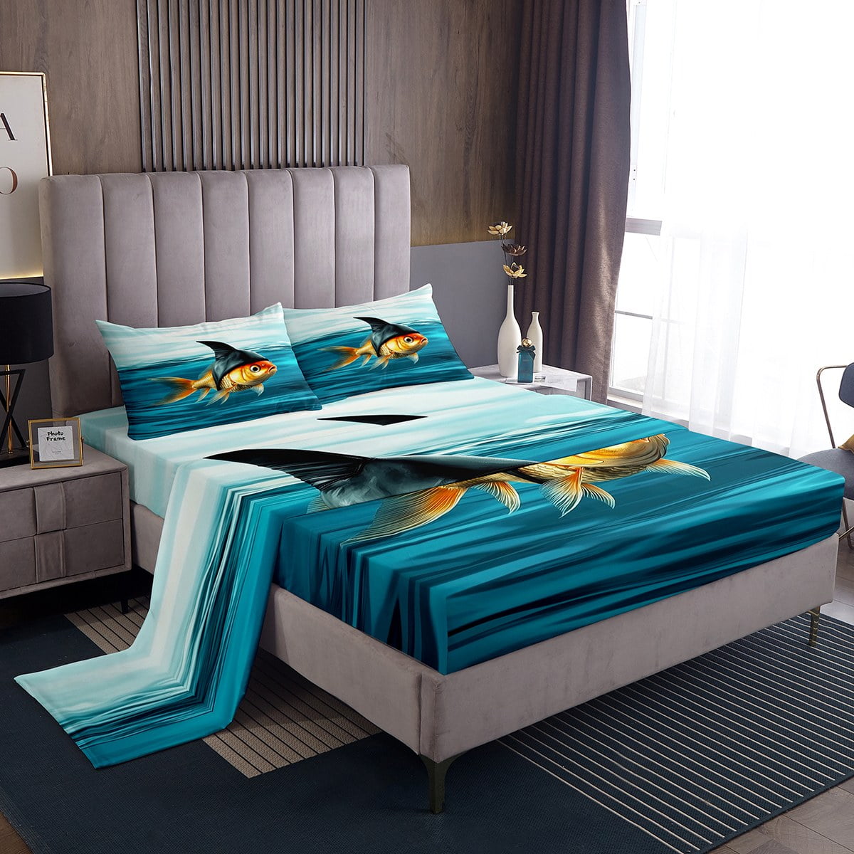 Erosebridal Funny Gold Fish Sheet Set King, Ocean Marine King Sheet ...