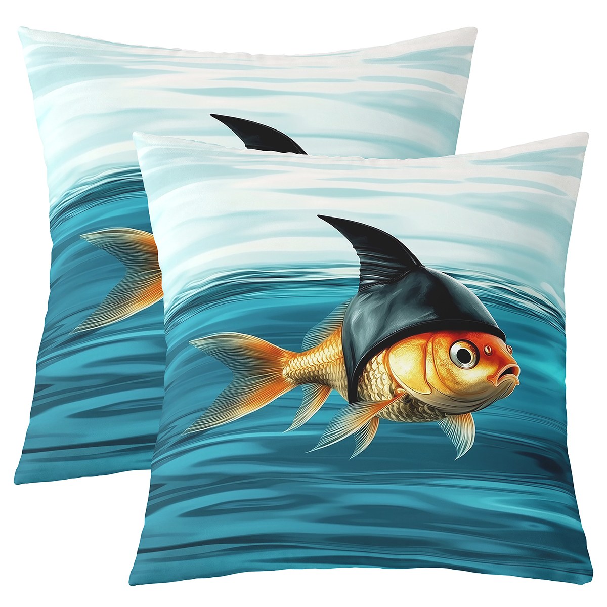 Erosebridal Funny Gold Fish Throw Pillow Covers 16x16 Set of 2, Ocean ...