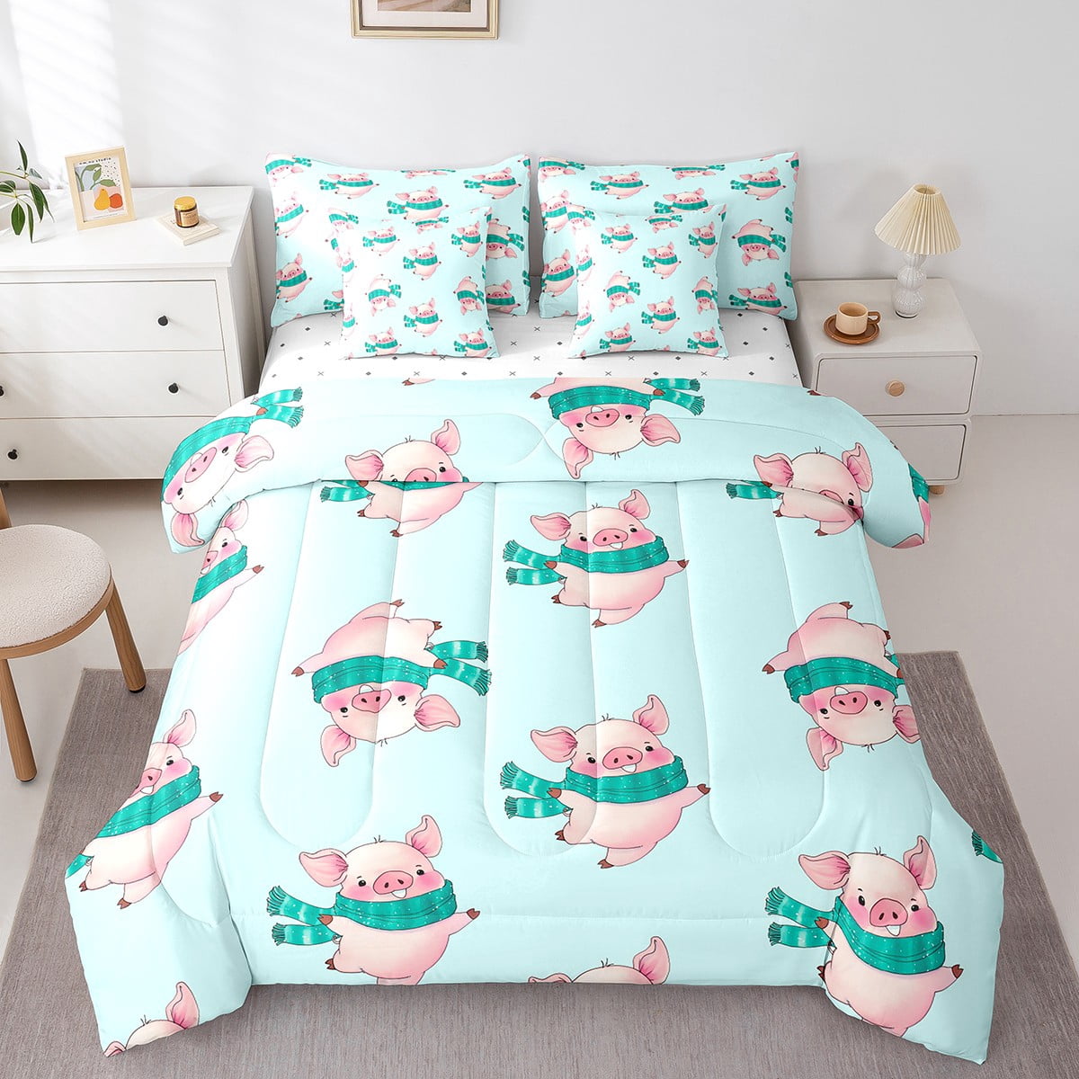 Erosebridal Funny Pigs Bed in a Bag King Size , Cute Farm Animal Bed ...