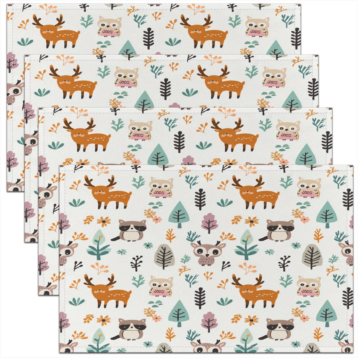 Erosebridal Funny Woodland Animal Place Mats Set of 4 for in Door ...