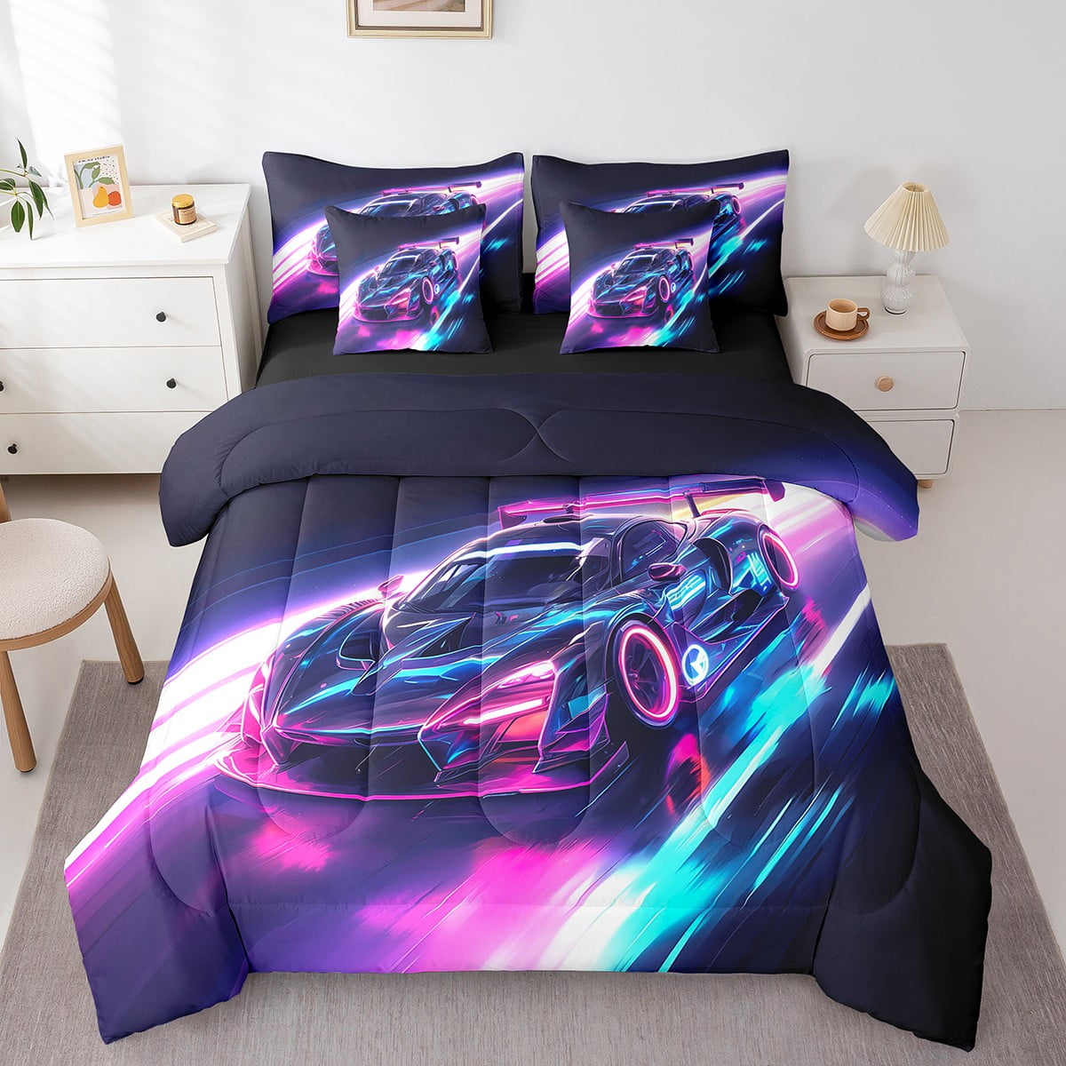 Erosebridal Futuristic Car Bedding Queen Size, Racing Car Bedding Sets ...