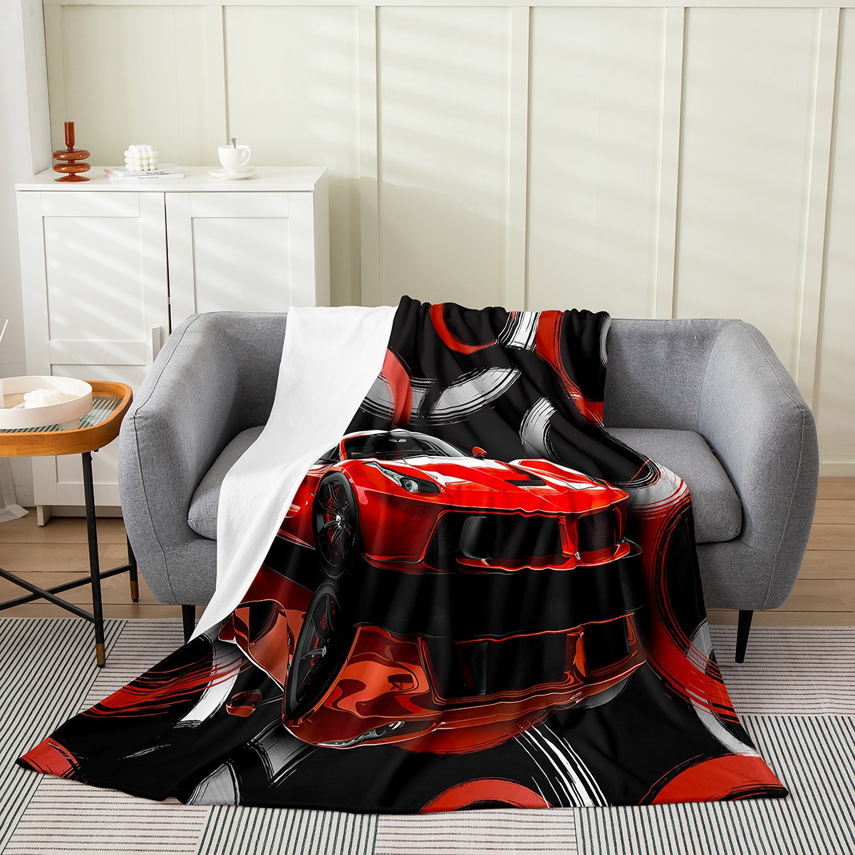 Erosebridal Futuristic Car Flannel Blanket, Racing Car Sherpa Throw ...