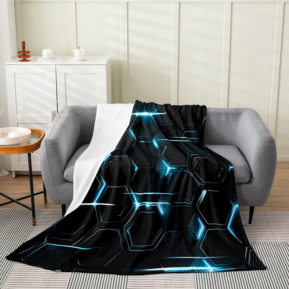Erosebridal Futuristic Honeycomb Sherpa Blanket 50x60,Geometric Hexagon ...