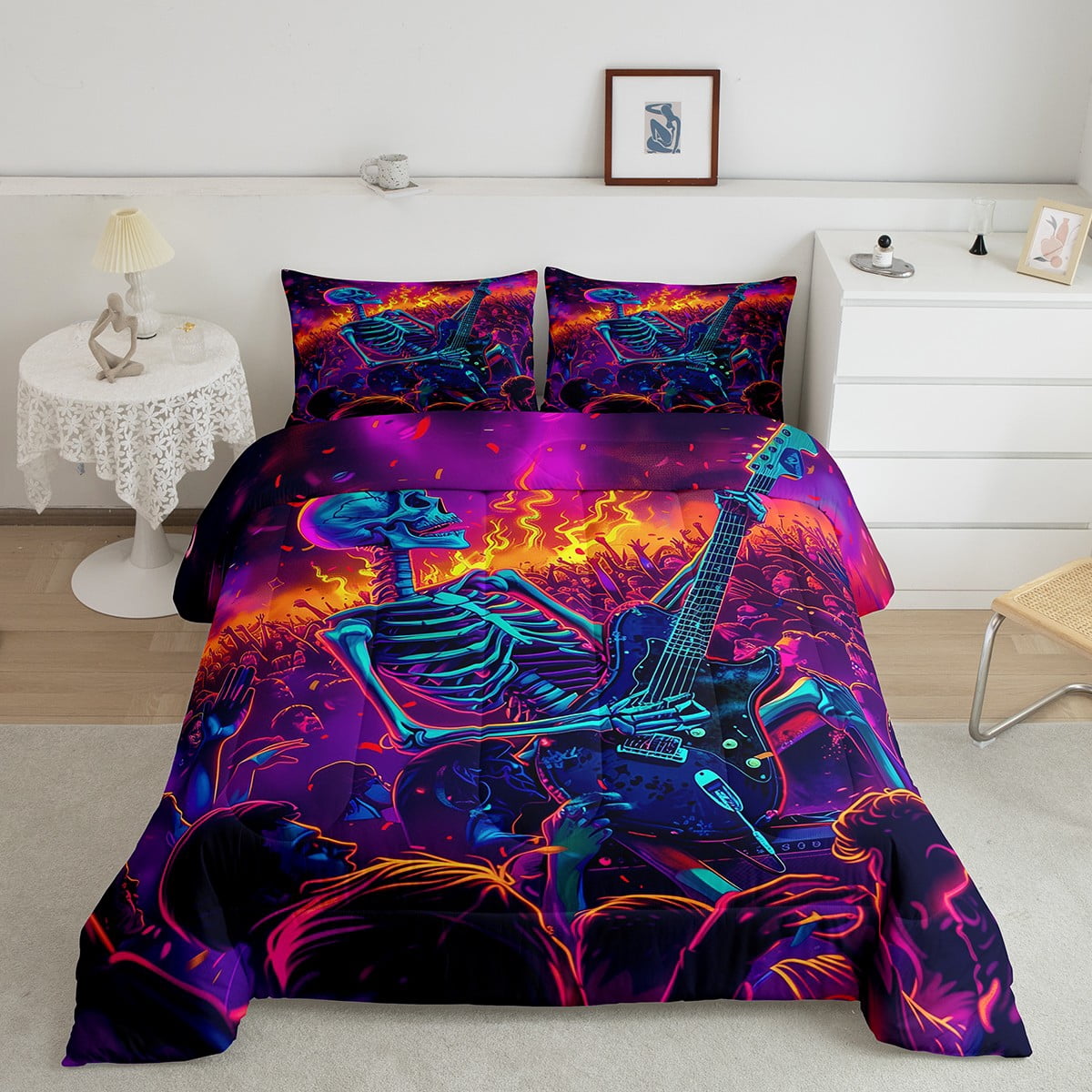 Erosebridal Futuristic Skull Bedding Sets Full with Comforter, Rock and ...