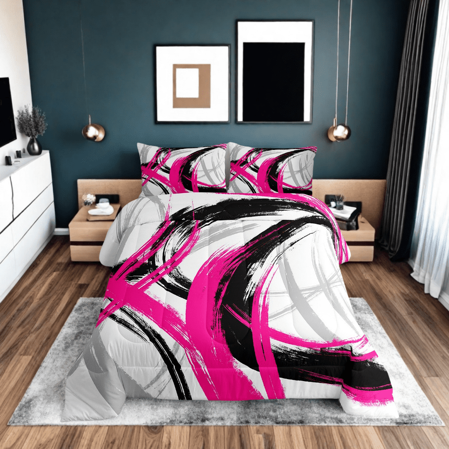 Erosebridal Futuristic Stripes Comforter Sets Twin Size, Modern ...