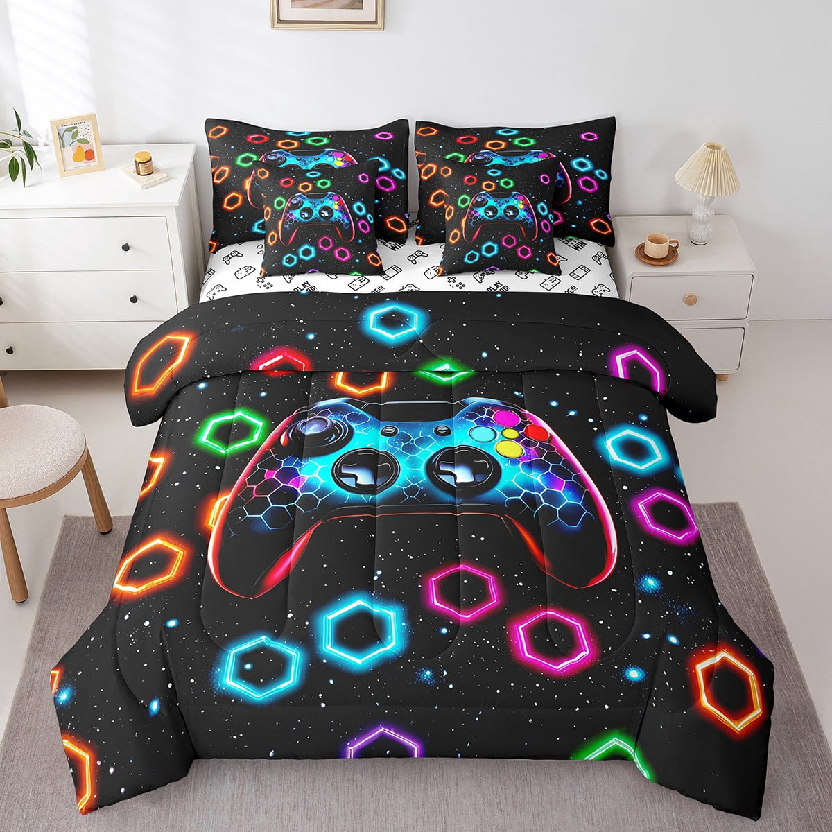 Erosebridal Game Controller Bedding Sets Twin Size, Honeycomb Gamepad ...