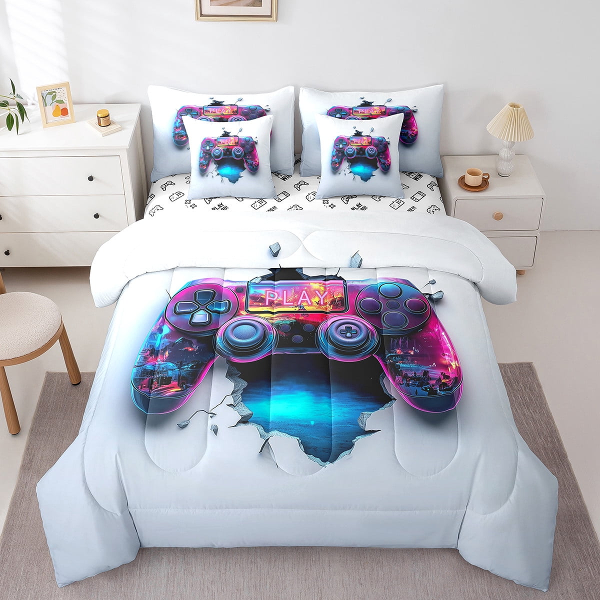 Erosebridal Gamepads Bed in a Bag Full size,Video Game Bed Set,Gaming ...